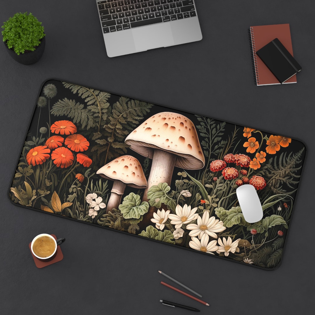 Mushroom Mousepad Dark Cottagecore Desk Mat, Wicca Mouse Pad Botanical ...