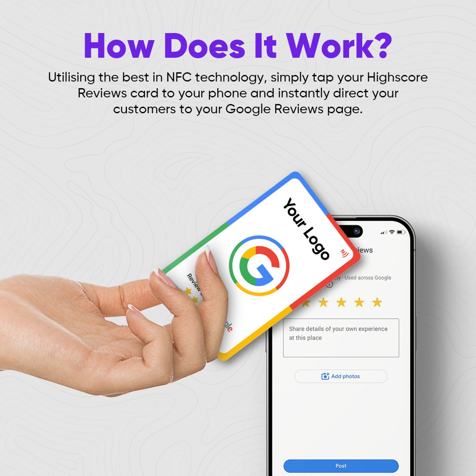 Google My Business NFC Review Card 4 Way Design Tap or QR Code Business ...