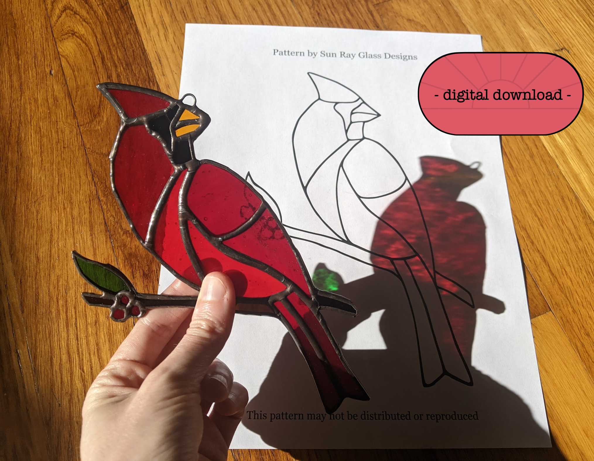 DIGITAL DOWNLOAD Cardinal Stained Glass Pattern - Etsy