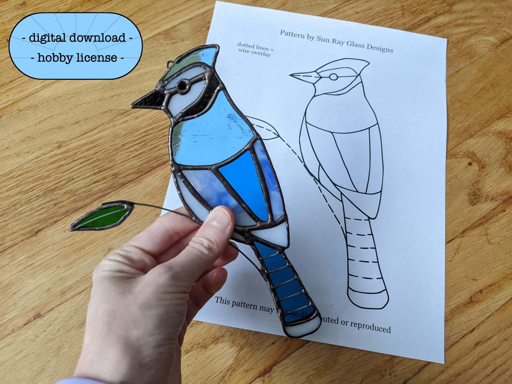 DIGITAL DOWNLOAD Blue Jay Stained Glass Pattern Hobby License - Etsy