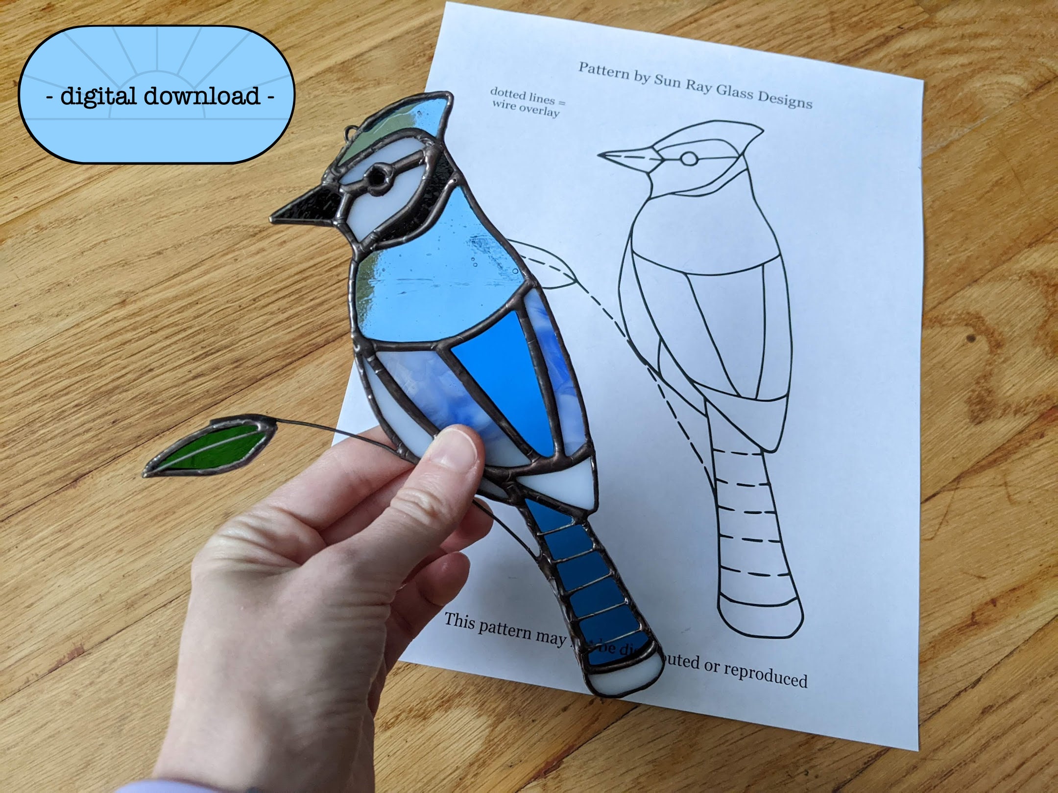 DIGITAL DOWNLOAD Blue Jay Stained Glass Pattern - Etsy