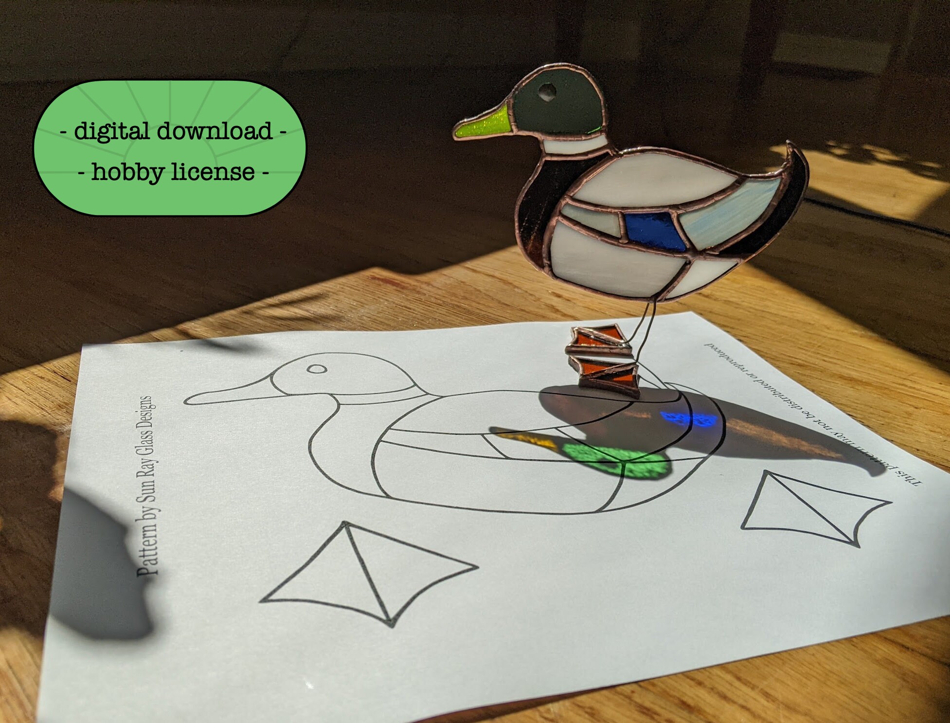DIGITAL DOWNLOAD 3D Standing Duck Stained Glass Pattern Hobby License ...