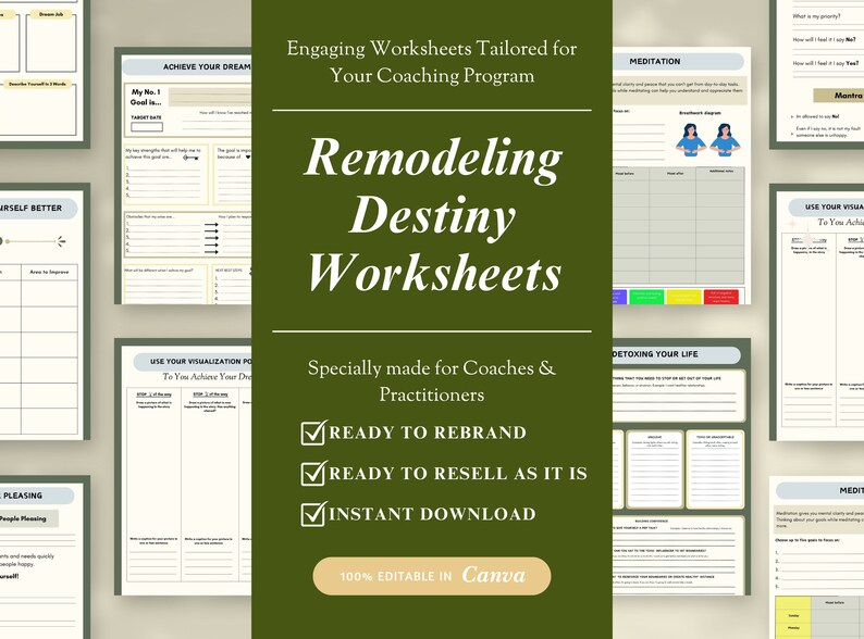 Destiny Worksheets Done for You Ecourse Rebrandable Coaching Program ...