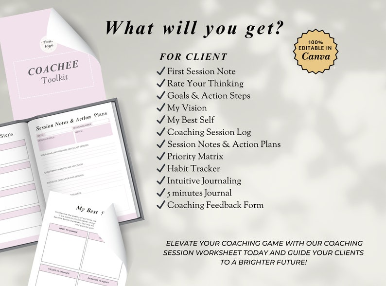 Coaching Session Worksheets, Client Session Canva Templates, Life Coach ...