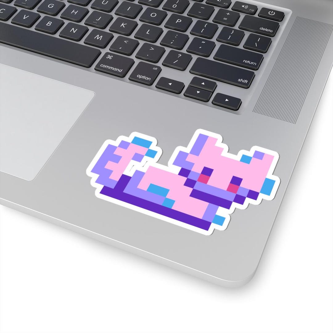 Pixelated Purple Cute Cat Stickers Laptop Decals Planner Sticker Cat ...
