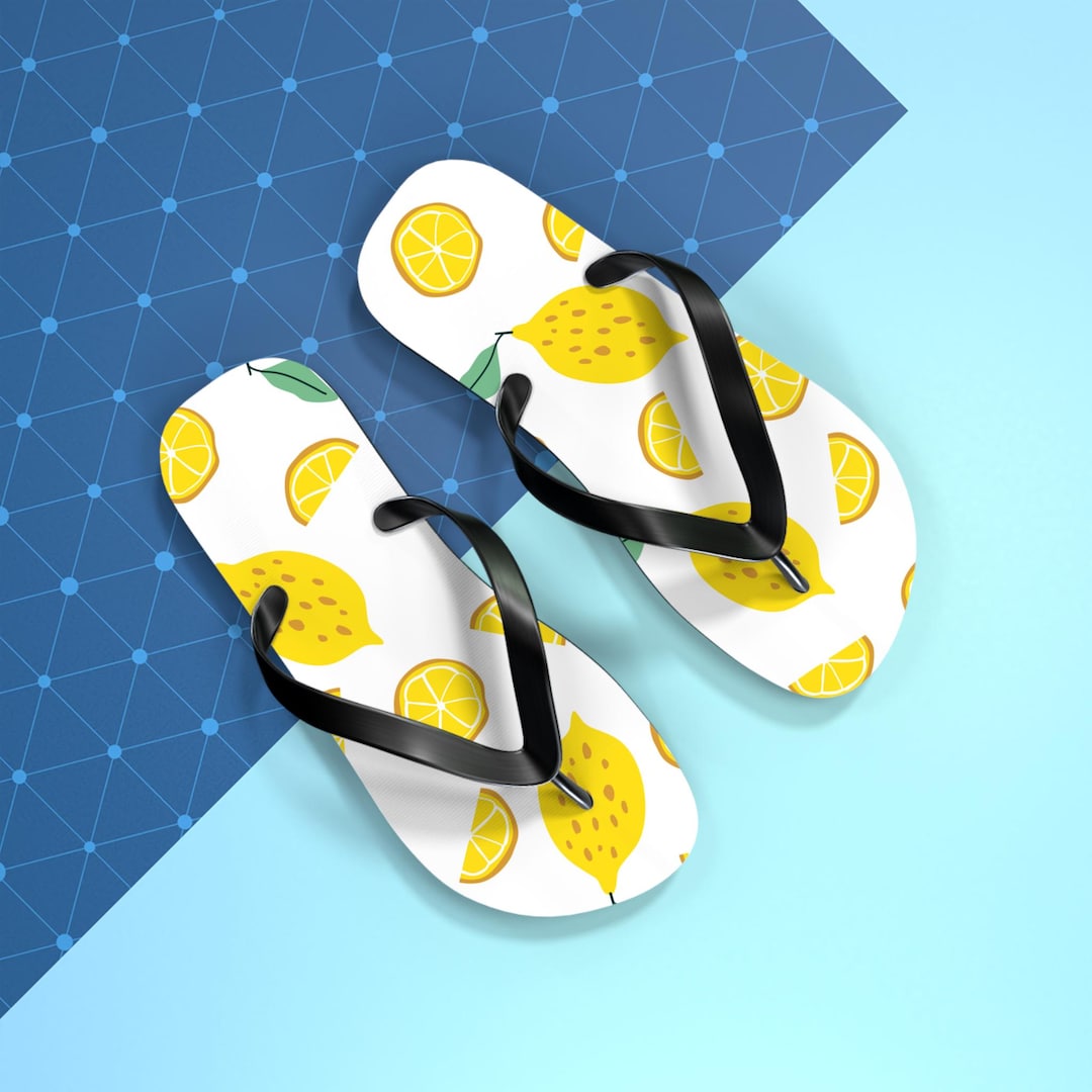 Flip-flops Lemon Print Flip Flops Summer Beach Sandals Shower Shoes - Etsy