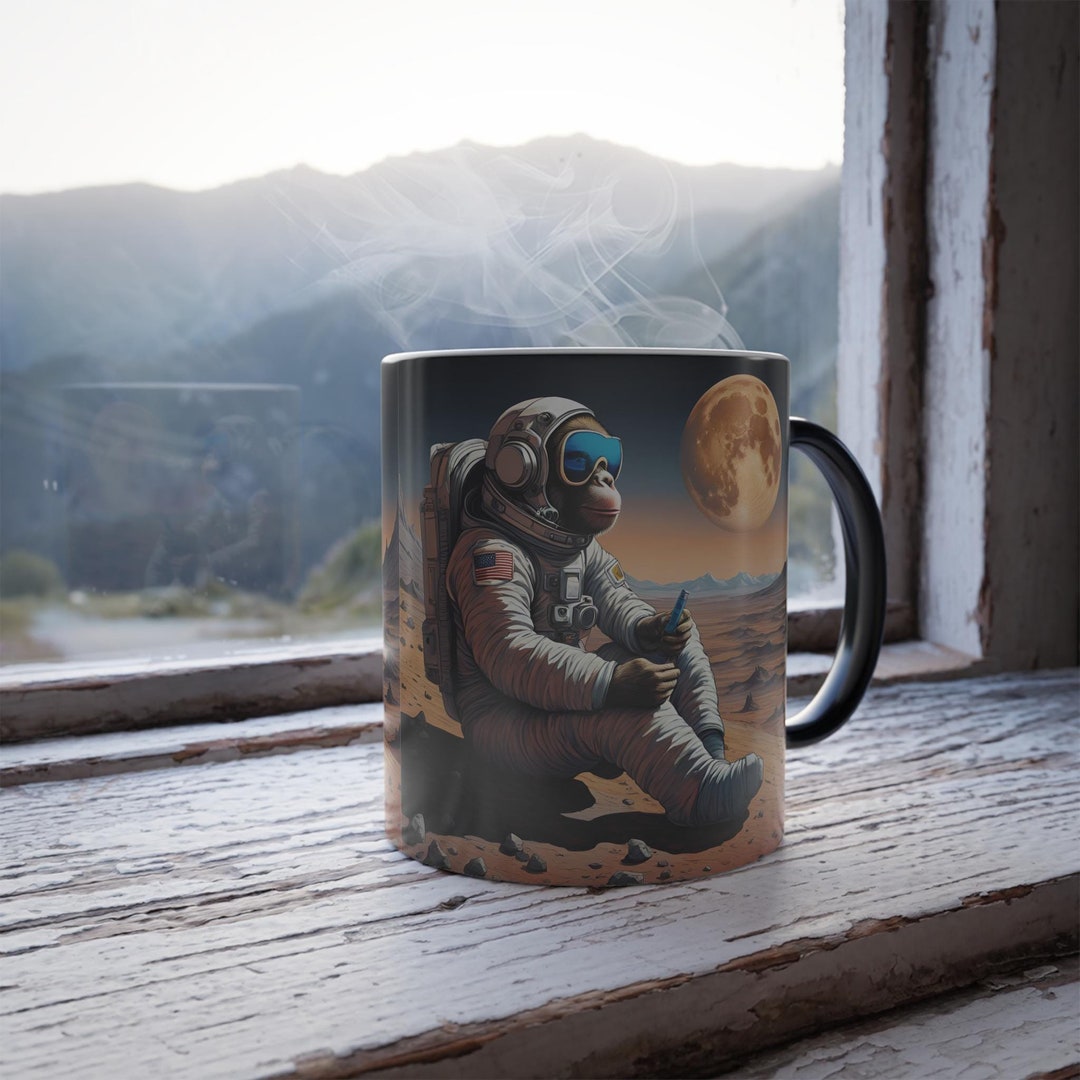 Space Monkey Color Changing Magic Mug Heat Sensitive Coffee Cup Fun ...