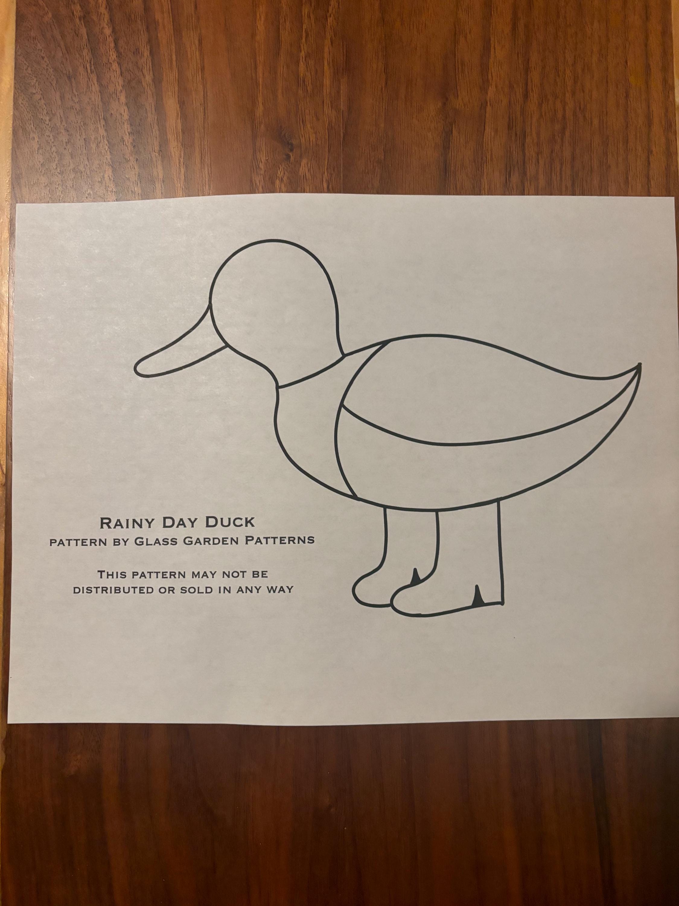 Rainy Day Duck Stained Glass Pattern, Digital Download Pattern, DIY ...