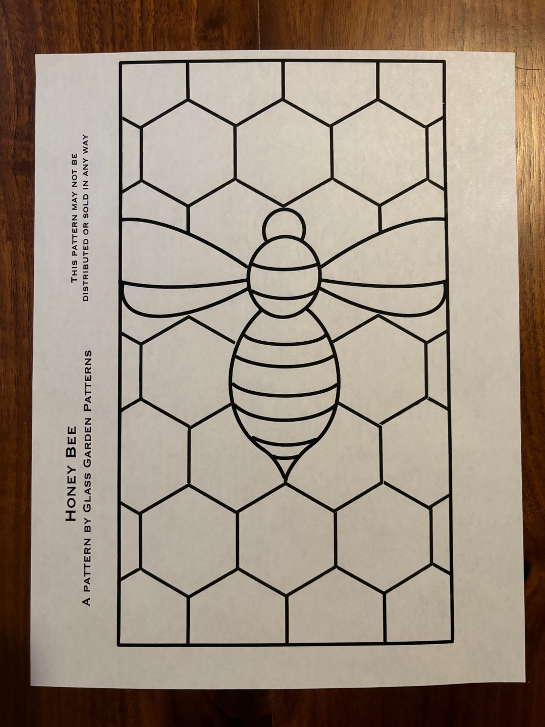 Honey Bee Stained Glass Pattern, Digital Download Pattern, DIY Stained ...