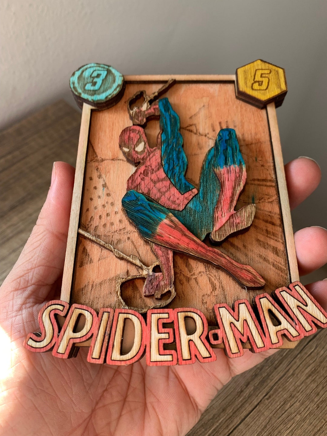 Marvel Snap Spider Man Wood Shadow Box, 3d Card Wood Marvel Snap ...