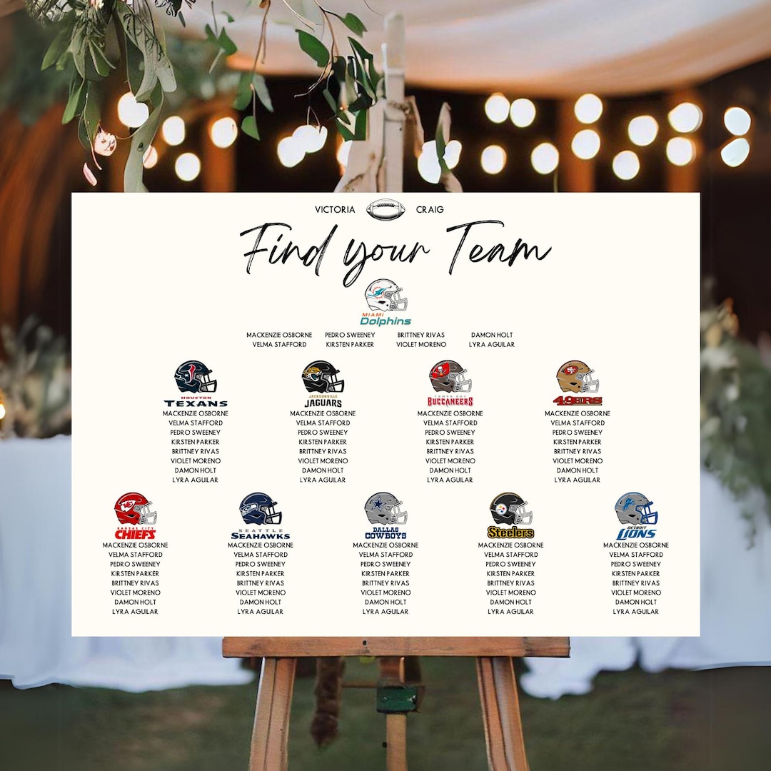 Custom NFL / American Football Wedding Seating Plan / Seating Chart ...
