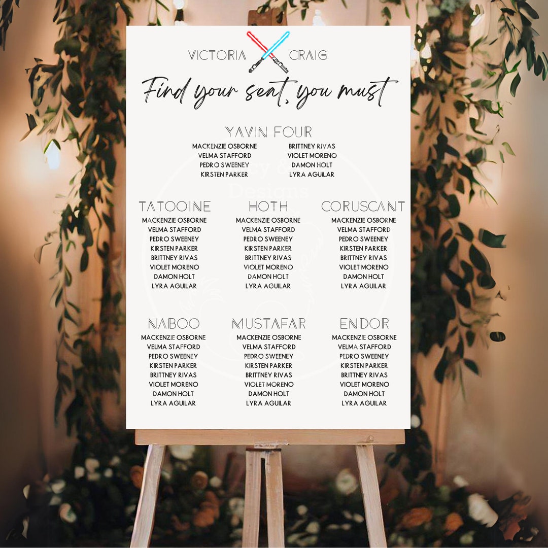 Custom STAR WARS Wedding Seating Plan / Seating Chart / Table Plan ...