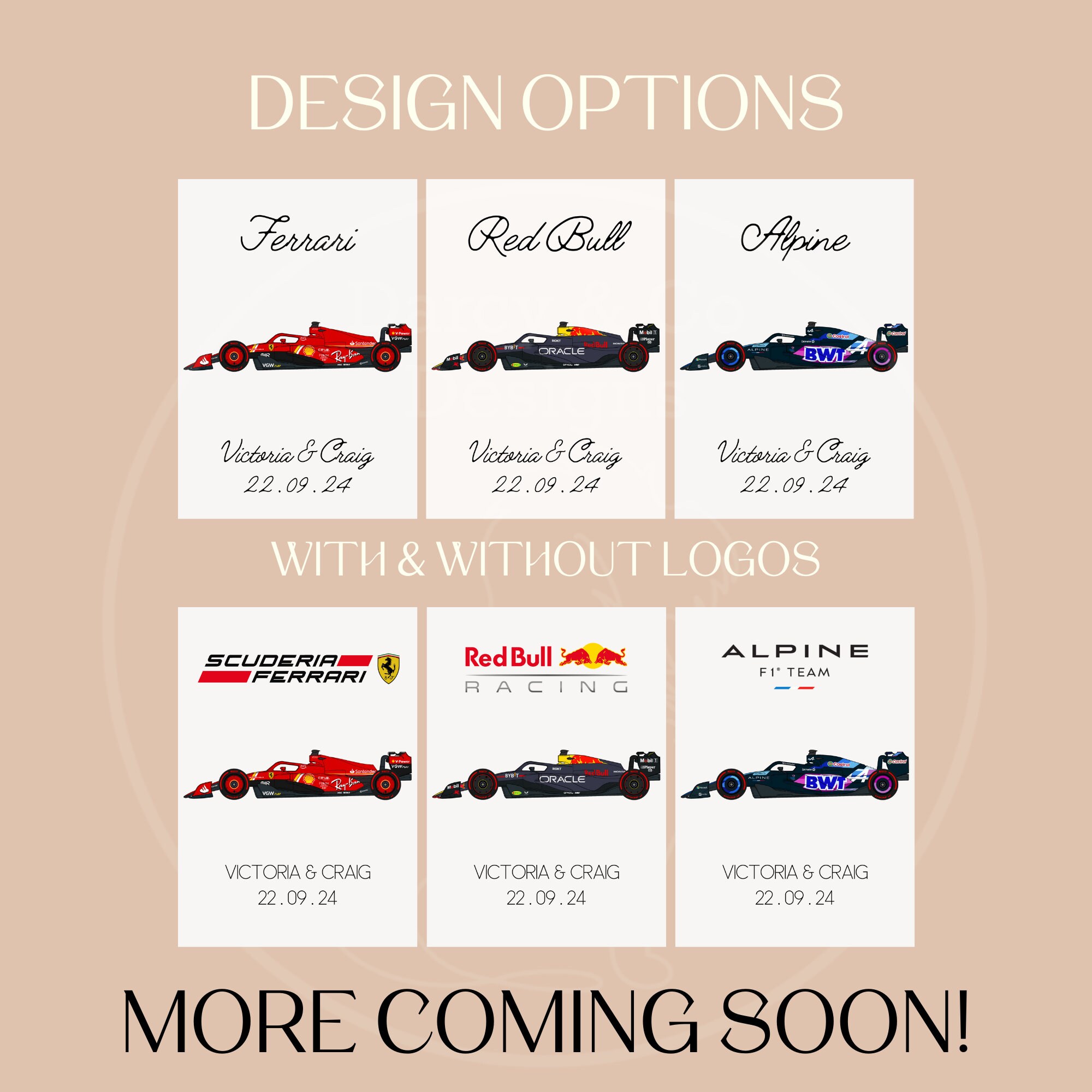 Custom F1 / Formula 1 / Racing Wedding Table Names / Table Numbers ...