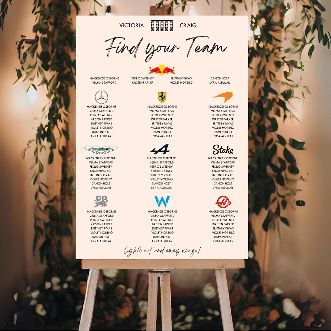 Custom F1 / Formula 1 / Racing Wedding Seating Plan / Seating Chart ...