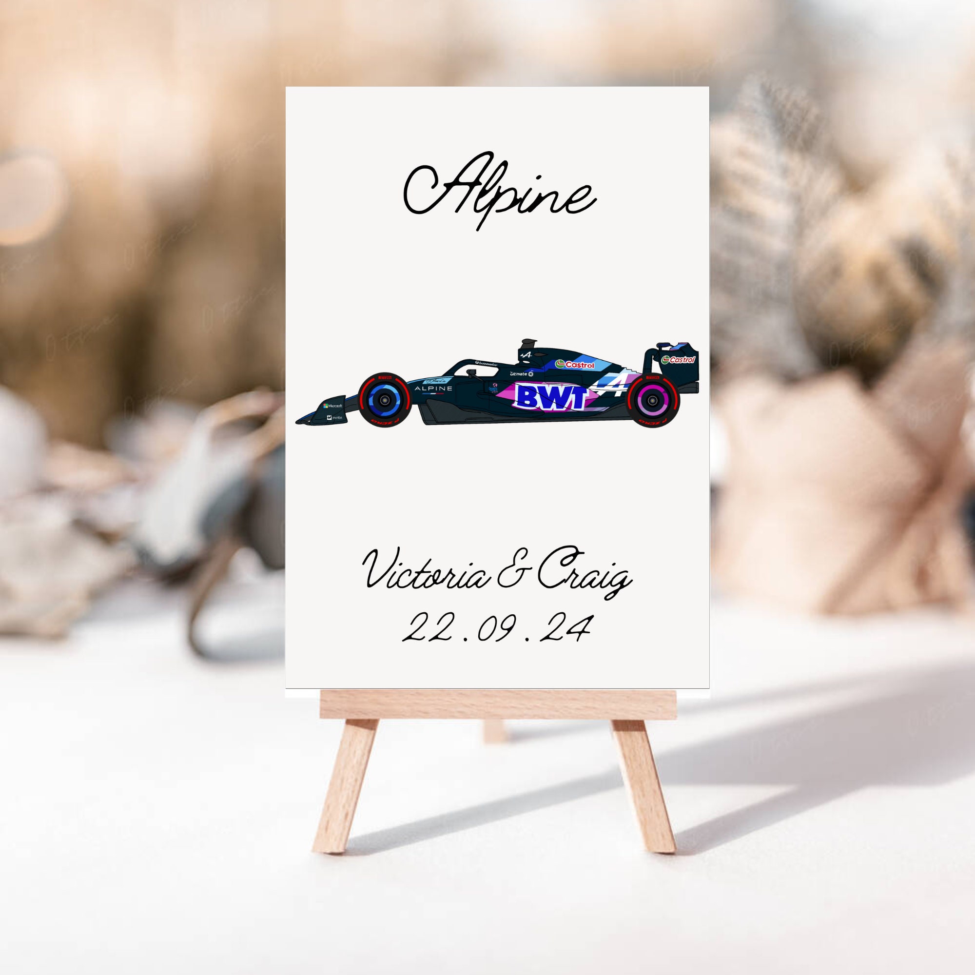Custom F1 / Formula 1 / Racing Wedding Table Names / Table Numbers ...