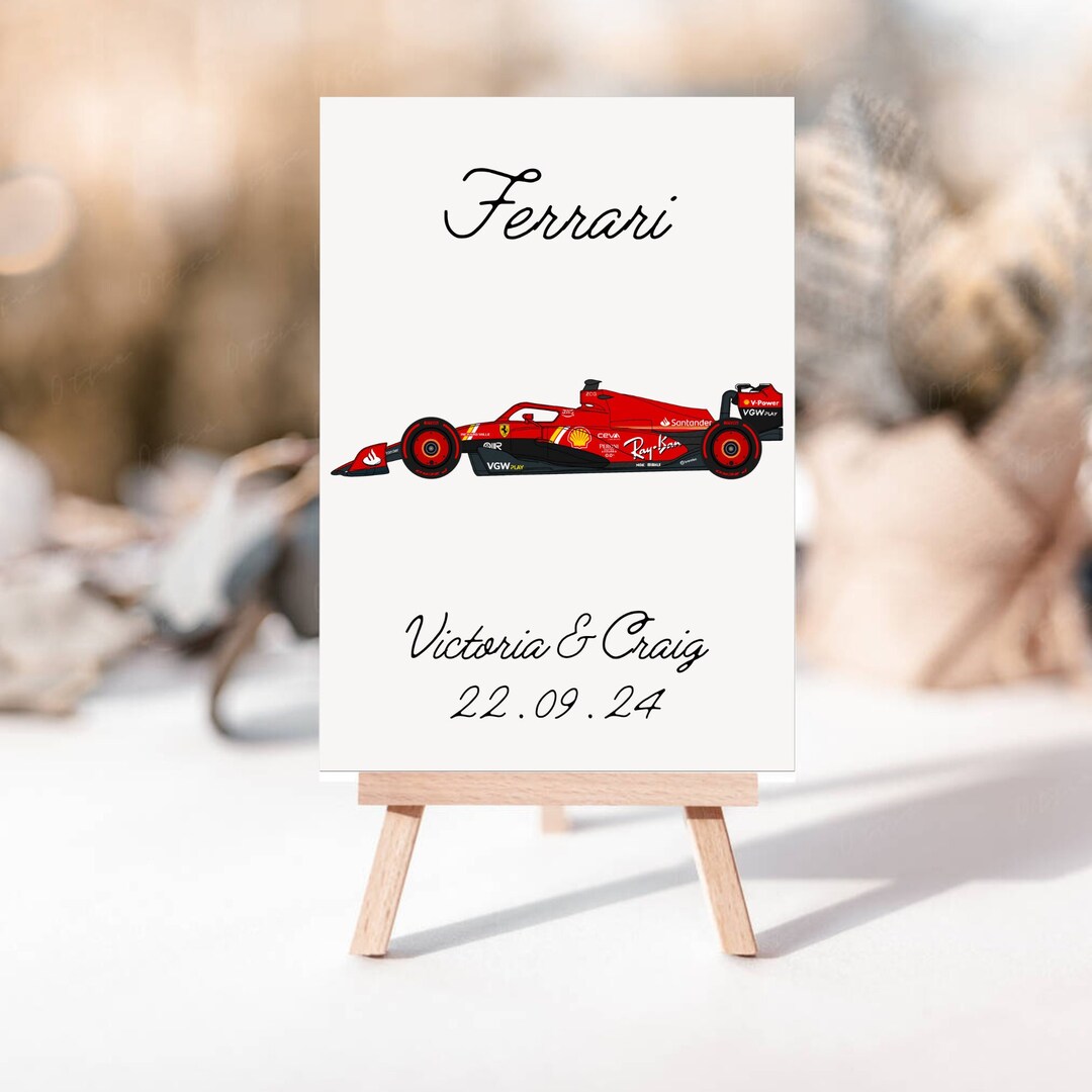 Custom F1 / Formula 1 / Racing Wedding Table Names / Table Numbers ...