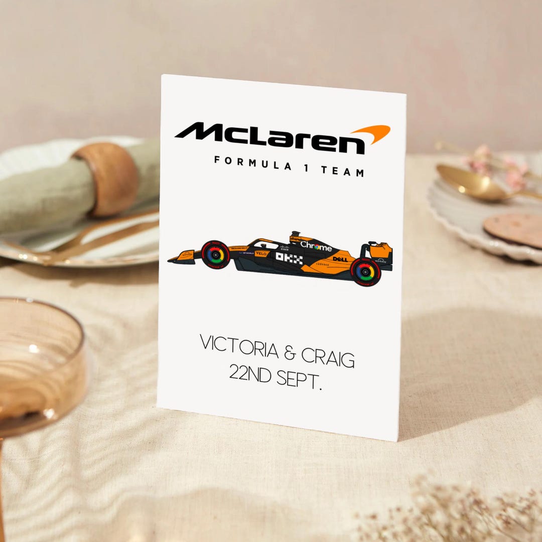 Custom F1 / Formula 1 / Racing Wedding Table Names / Table Numbers ...