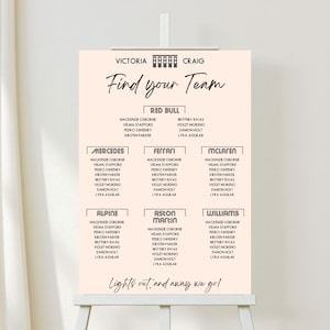 Custom F1 / Formula 1 / Racing Wedding Seating Plan / Seating Chart ...