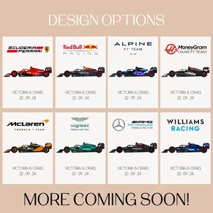 Custom F1 / Formula 1 / Racing Wedding Table Names / Table Numbers ...
