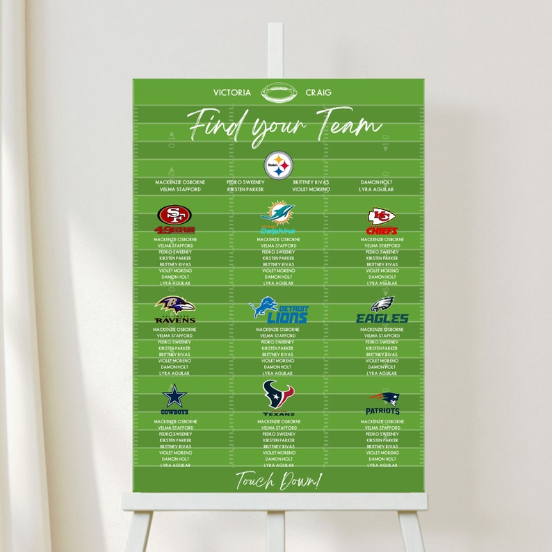 DIGITAL - Custom NFL / American Football Wedding Seating Plan / Seating ...