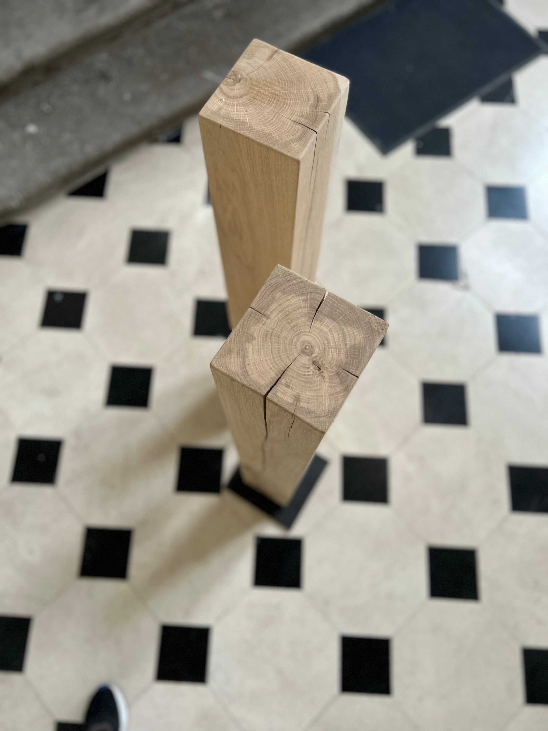 Pair of Solid Oak Plinths/speaker Stands With Wrought Iron - Etsy