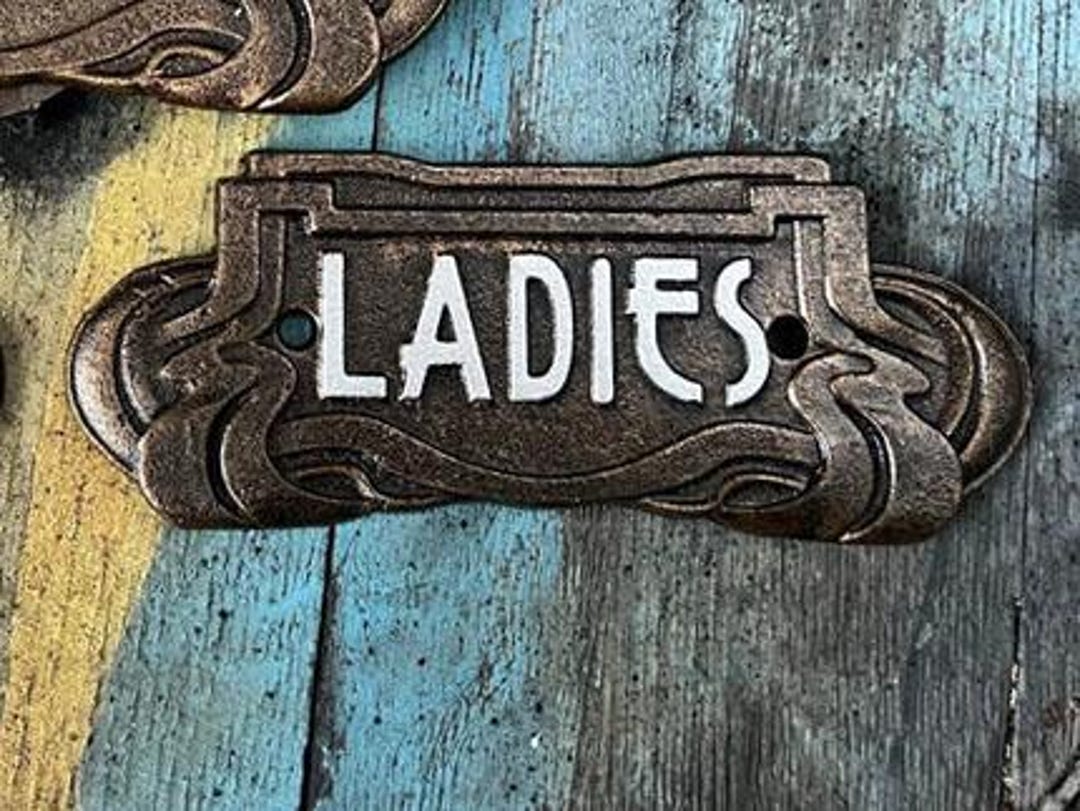 Art Nouveau Restroom Ladies Sign | Cast Iron Bathroom Decor | Bronze ...