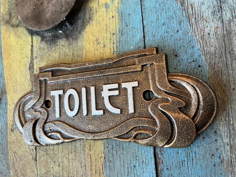 Art Nouveau Toilet Sign | Cast Iron Bathroom Decor | Bronze Finish Sign ...