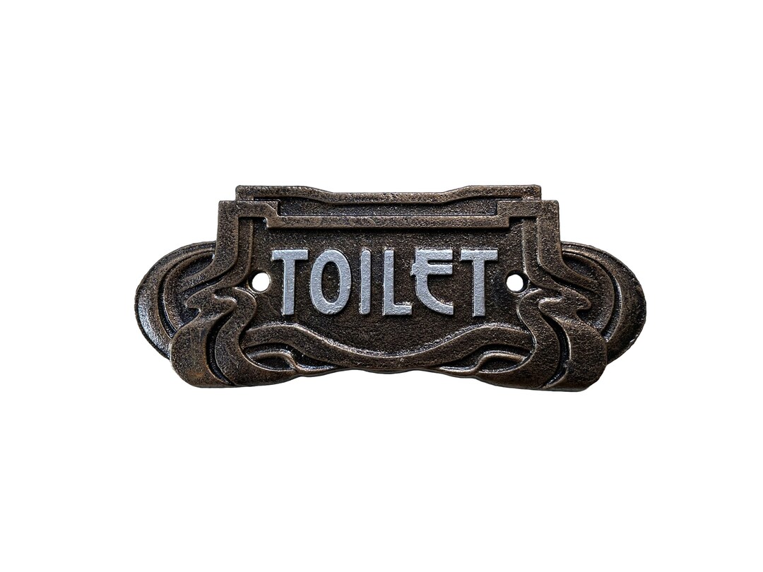 Art Nouveau Toilet Sign | Cast Iron Bathroom Decor | Bronze Finish Sign ...