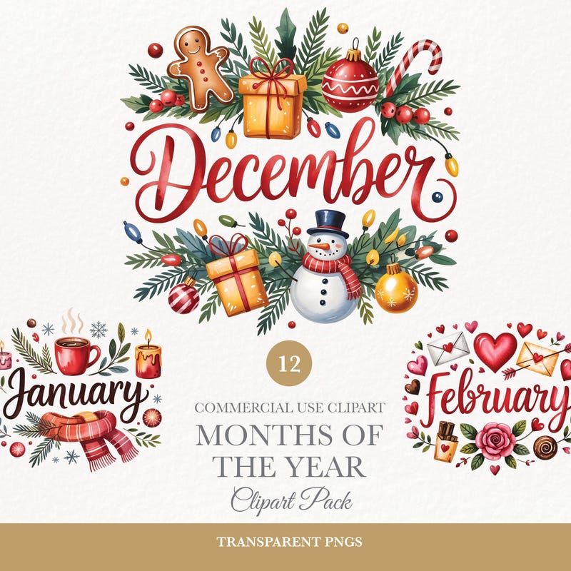 January Clipart Images - Etsy