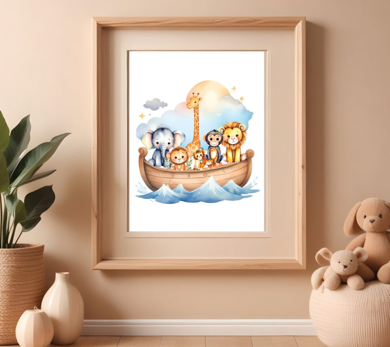 Noahs Ark Watercolor Bundle, Christian Clipart Bundle, Nursery Decor ...