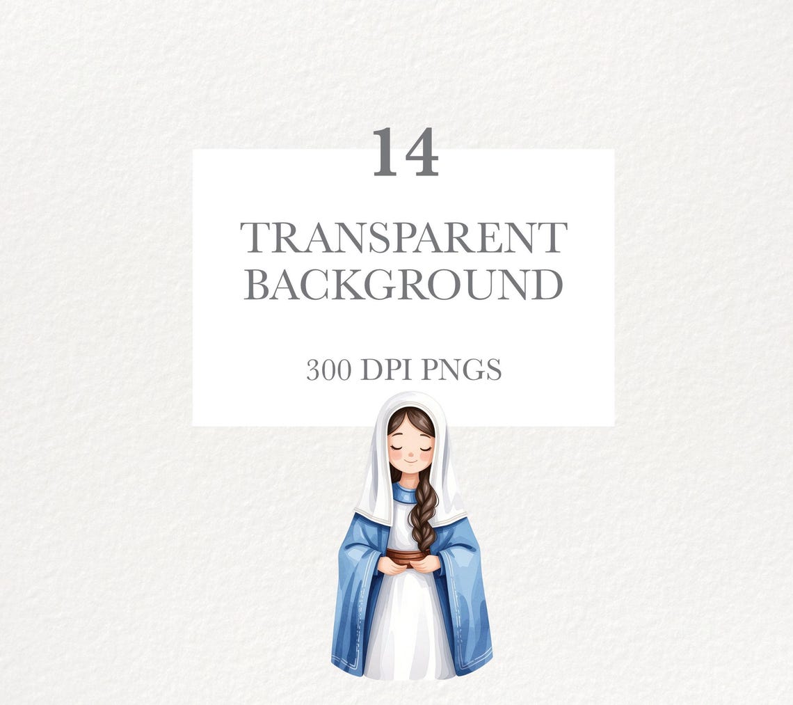 Cute Virgin Mary PNG, Adorable Virgin Mary Graphics, Digital Download ...