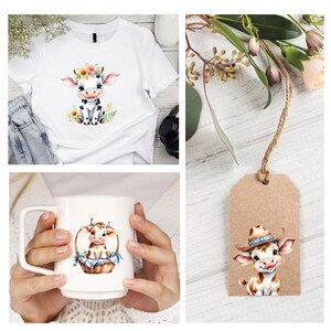 Cute Baby Cow Watercolor Clipart, Digital Download, Nursery Wall Art ...