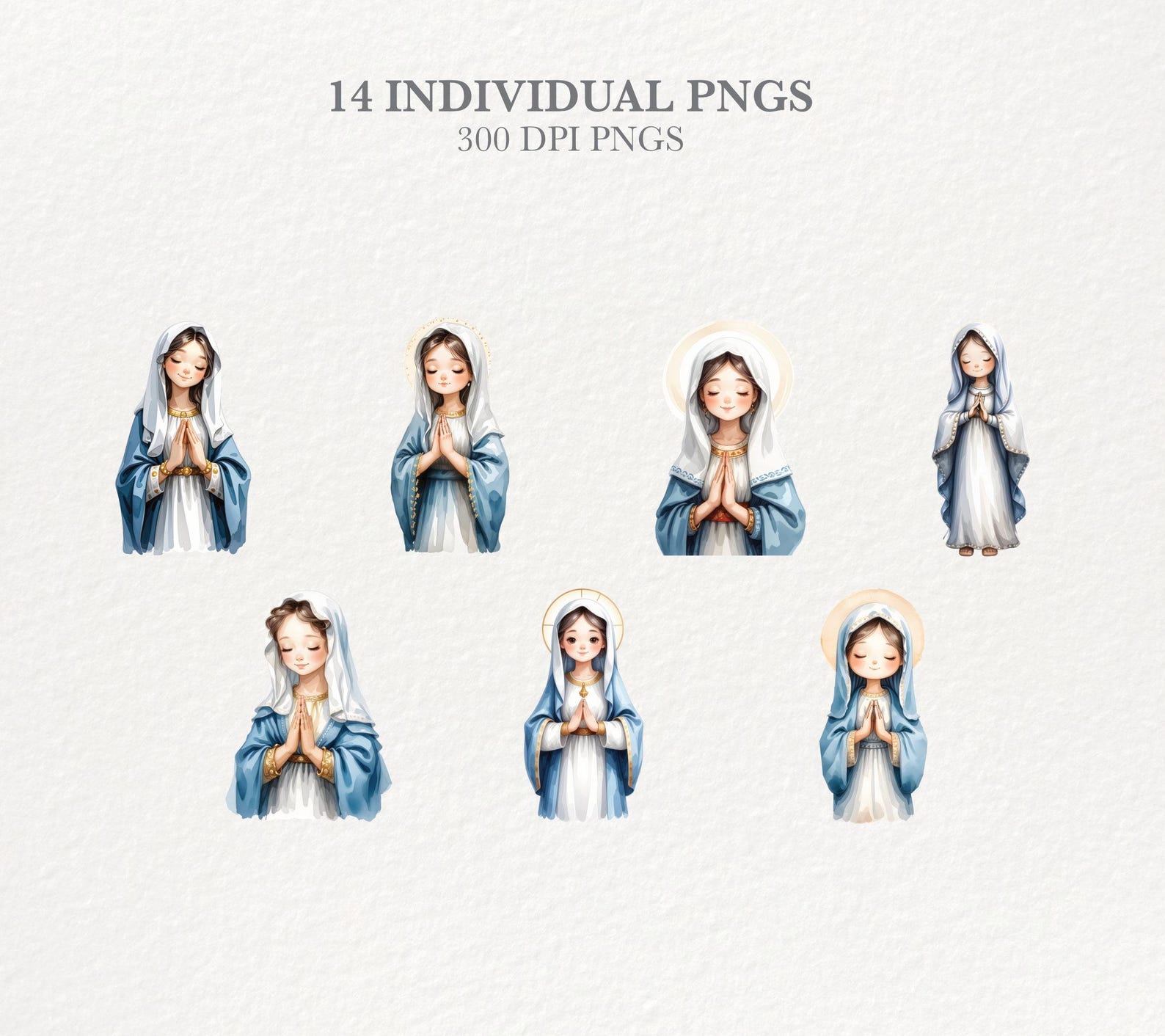 Cute Virgin Mary PNG, Adorable Virgin Mary Graphics, Digital Download ...