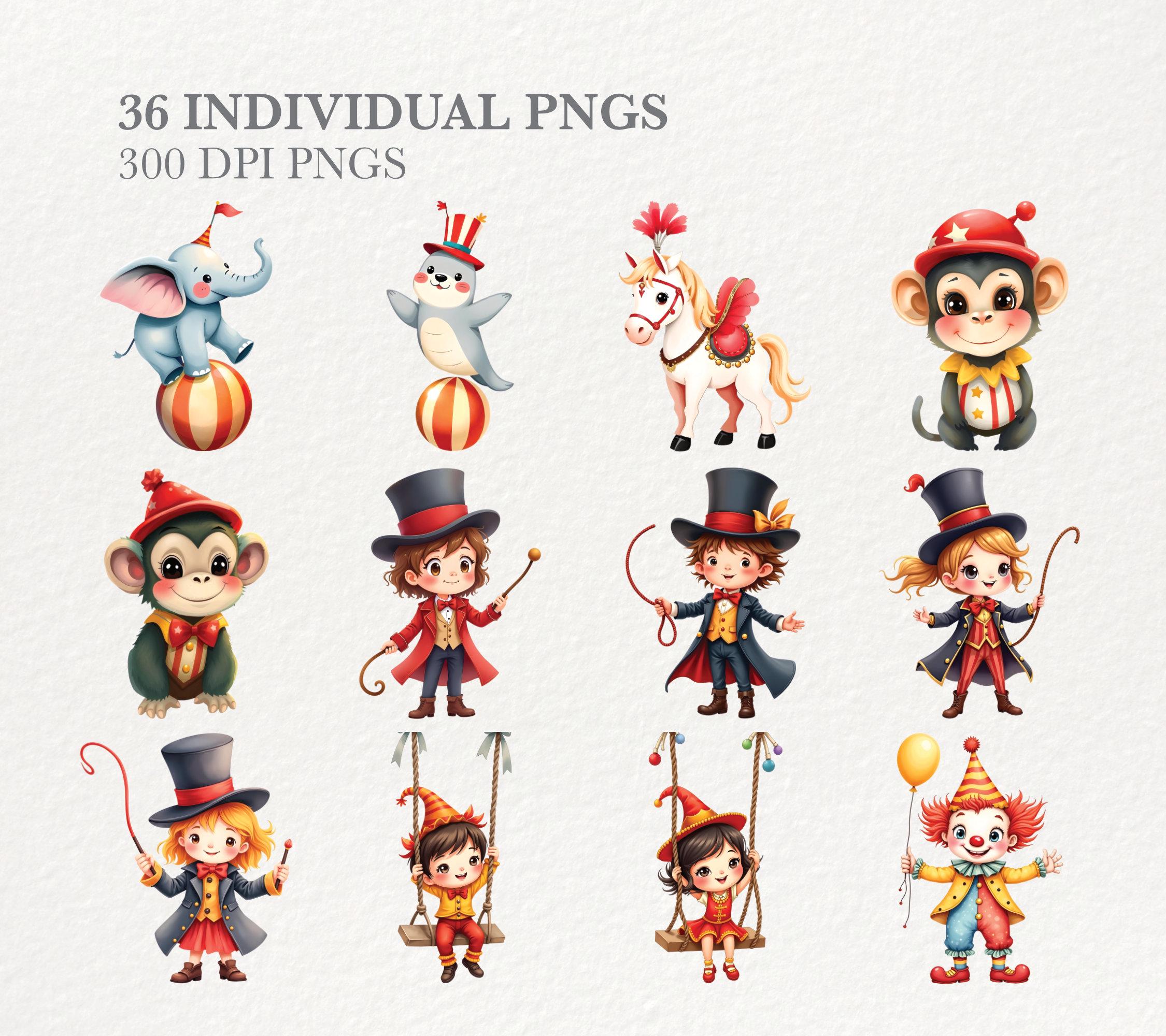 Circus Watercolor Clipart, Baby Shower, Circus Animals Clipart, Nursery ...