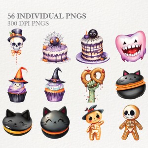 Halloween Sweets Clipart, Watercolor Halloween Clipart, Personal Use ...