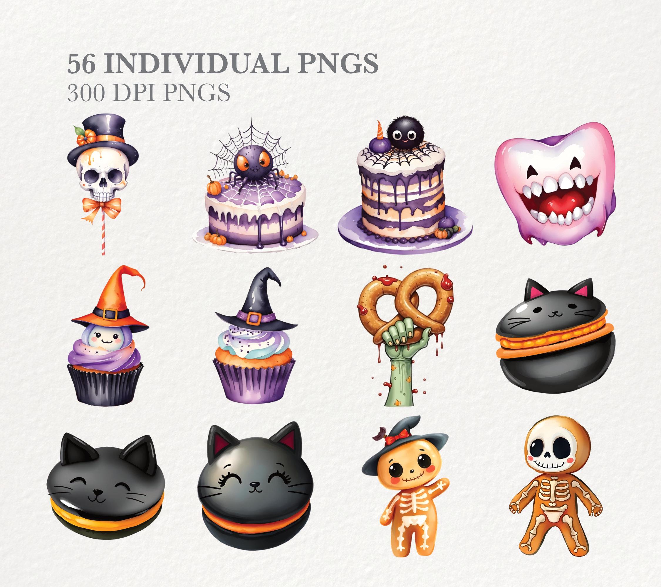 Halloween Sweets Clipart, Watercolor Halloween Clipart, Personal Use ...