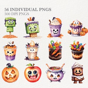 Halloween Sweets Clipart, Watercolor Halloween Clipart, Personal Use ...