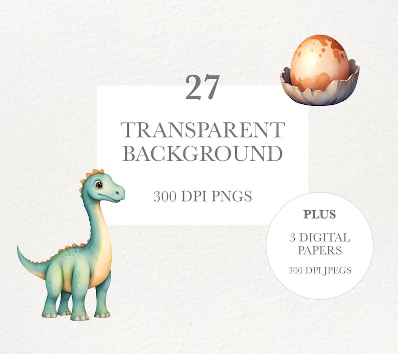Watercolor Cute Dinosaur Clipart, Commercial Use, Kids Birthday Party ...