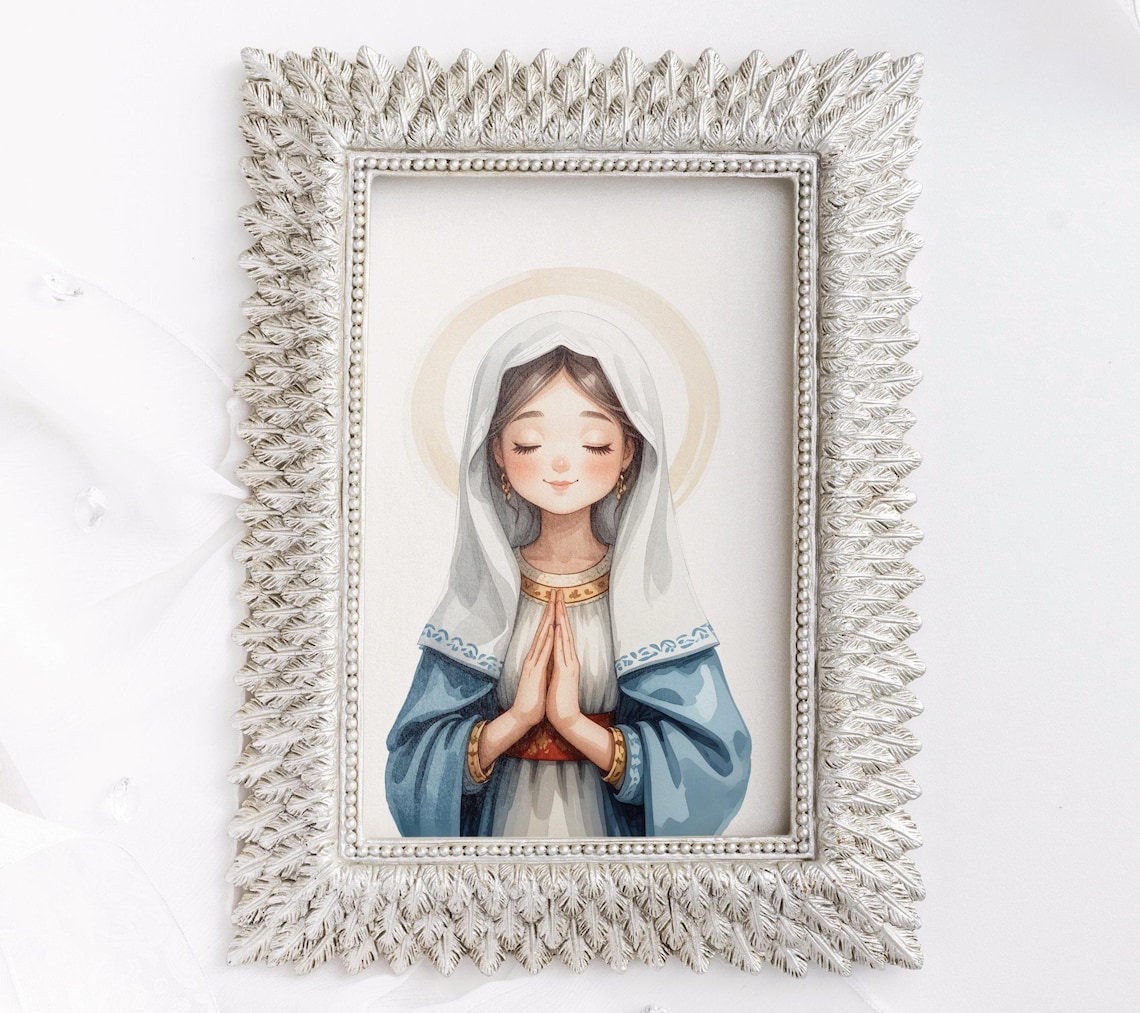 Cute Virgin Mary PNG, Adorable Virgin Mary Graphics, Digital Download ...