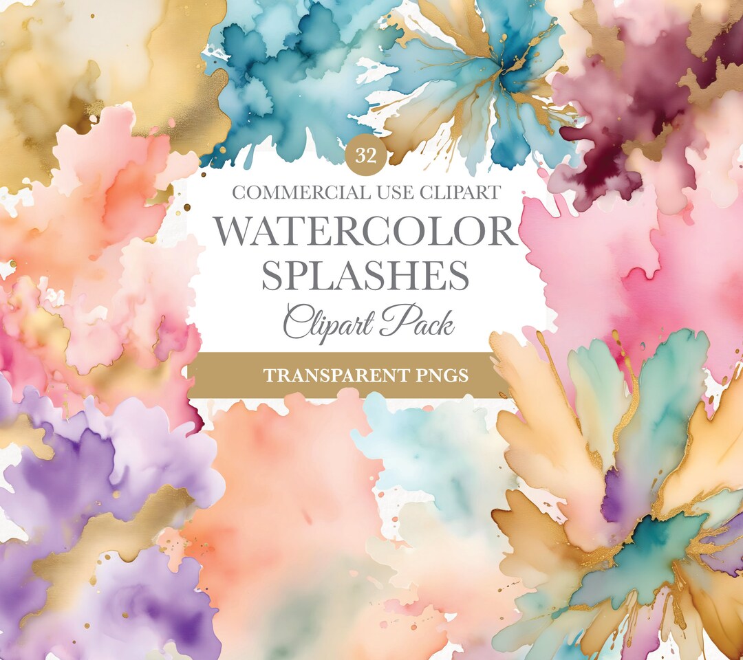 Watercolor Splatter Clipart, Abstract Background, Splashes Neutral ...