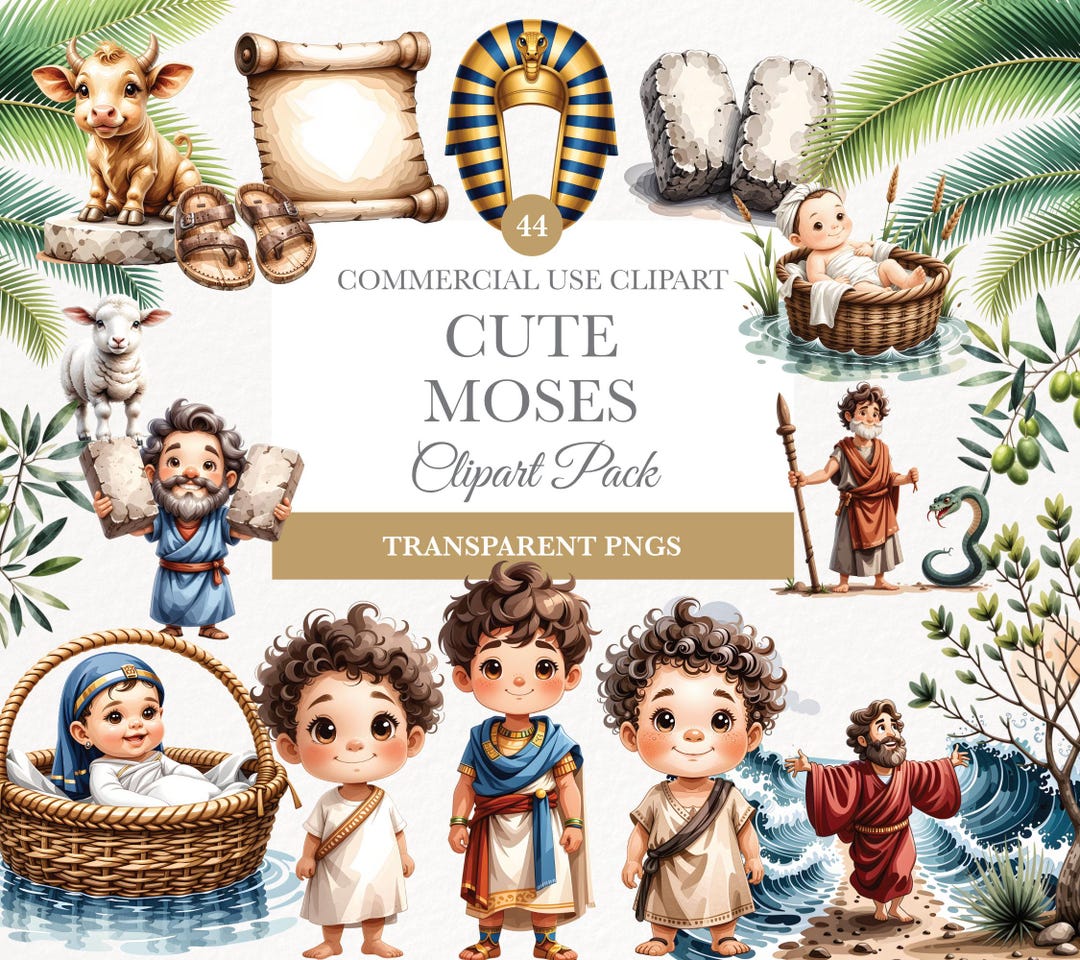 Moses Clipart, Instant Download, Bible Story Graphics, Religious Art ...