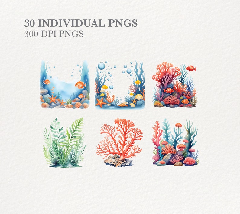 Under the Sea Watercolor Clipart, Transparent Pngs, Baby Shower, Sea ...