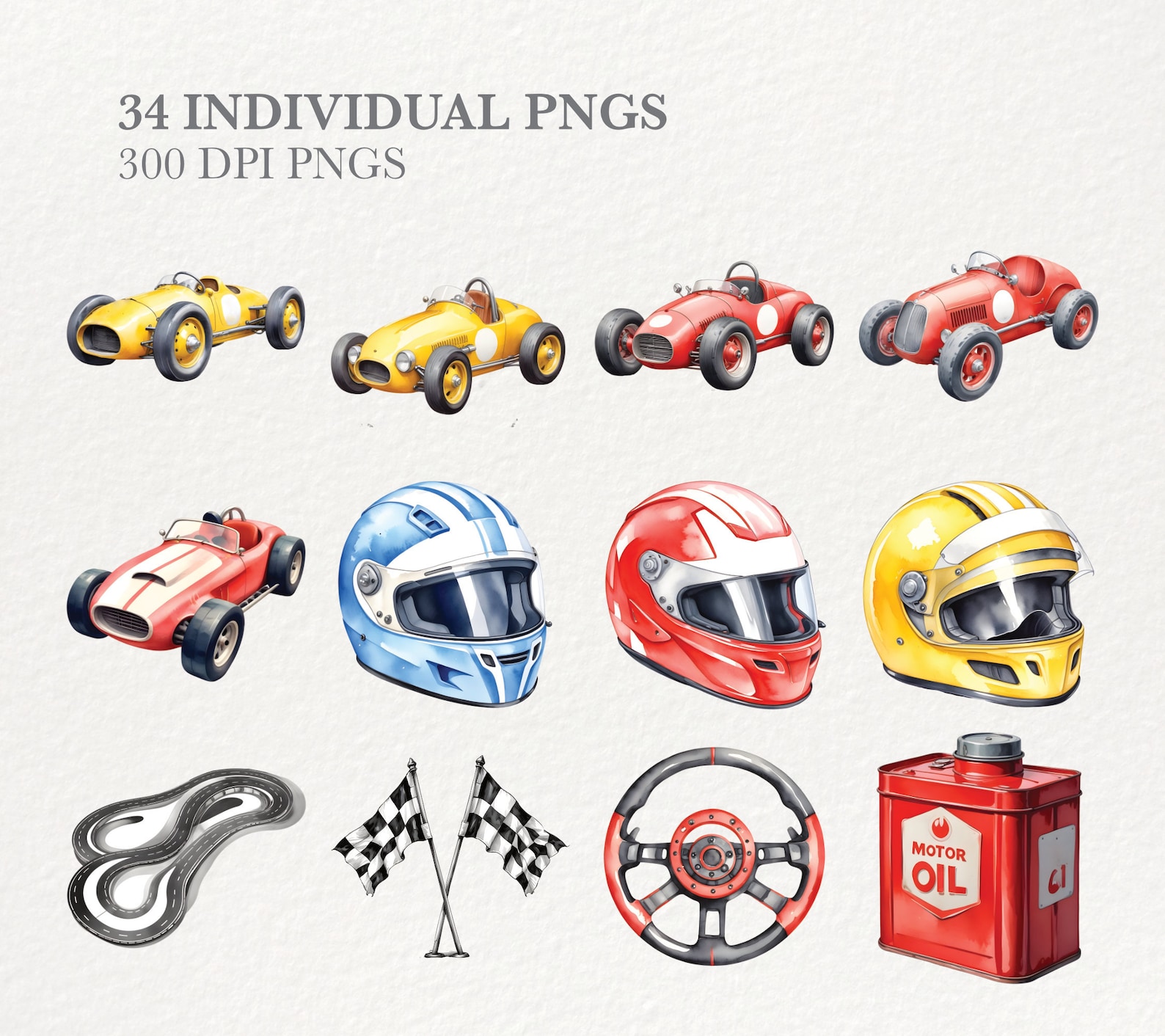 Watercolor Race Clipart, Kids Art, Racing Cars, Nursery Watercolor Cars ...