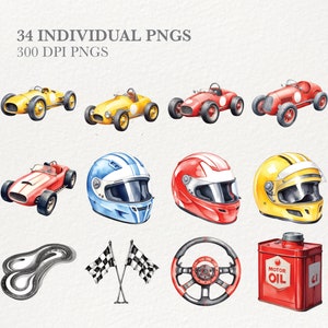 Watercolor Race Clipart, Kids Art, Racing Cars, Nursery Watercolor Cars ...