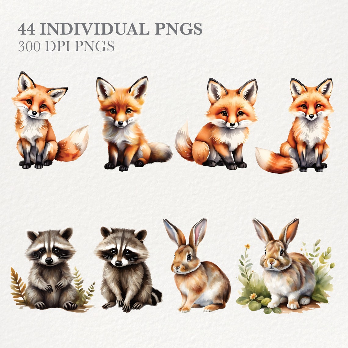 Woodland Animals Clipart Bundle, Sublimation Png, Forest Animal Clip ...