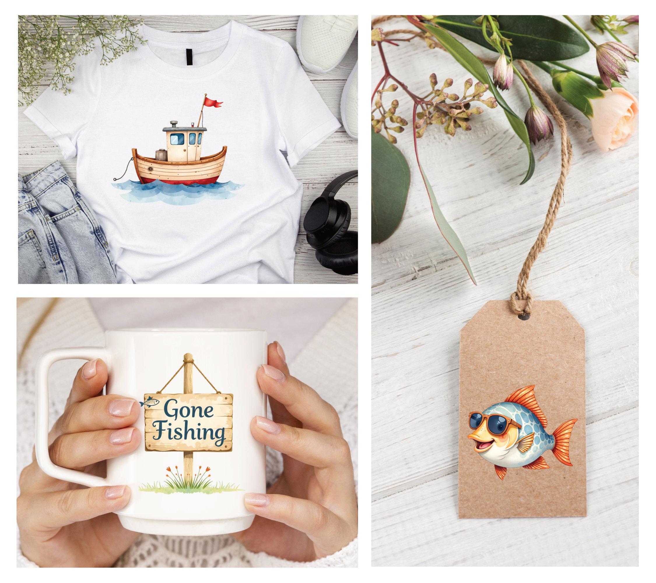 Little Fisherman Clipart, Watercolor Fishing Art, Cute Boy Fishing ...