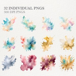 Watercolor Splatter Clipart, Abstract Background, Splashes Neutral ...