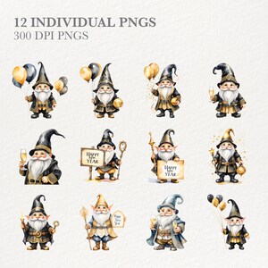New Year Gnome Watercolor Clipart, Commercial Png, New Year Gnome ...