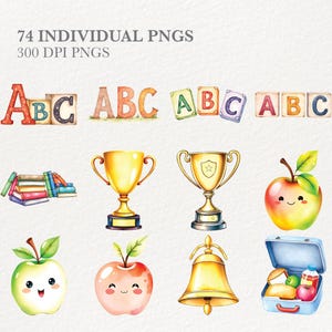 Cute School Supply Clipart, Back to School, Digital Download, Scrapbook ...