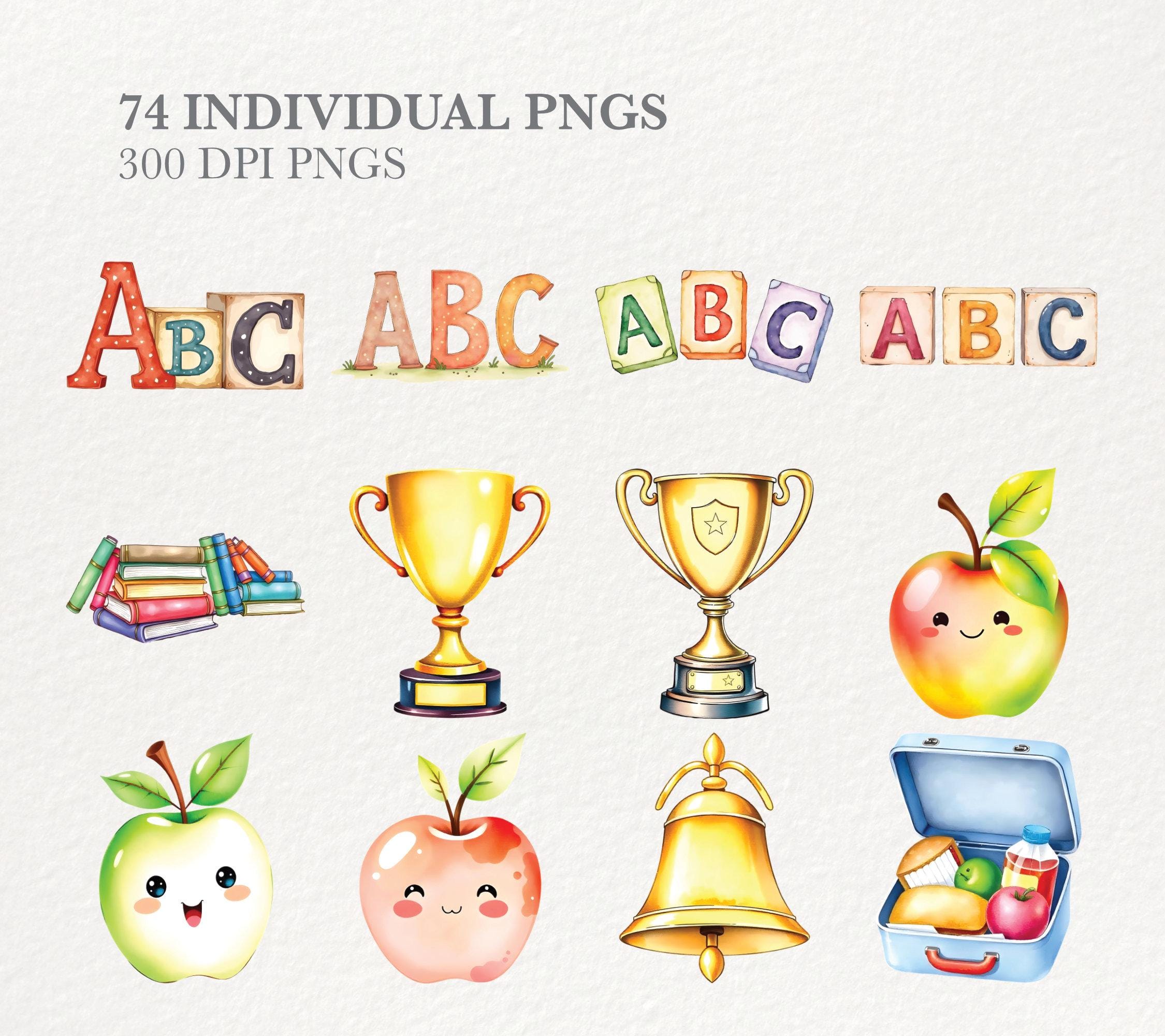 Cute School Supply Clipart, Back to School, Digital Download, Scrapbook ...